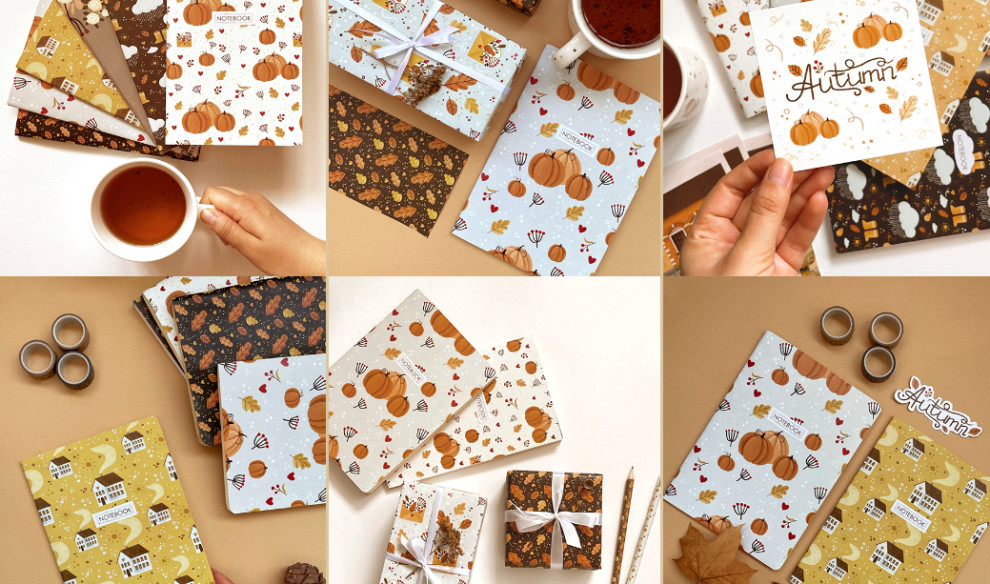 Autumn Pattern Notebook Design by Anna Starovoitova Illustrates The ...