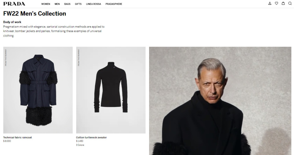 Prada Men’s Collection Web Page Uses Sleek Visuals and a Streamlined ...